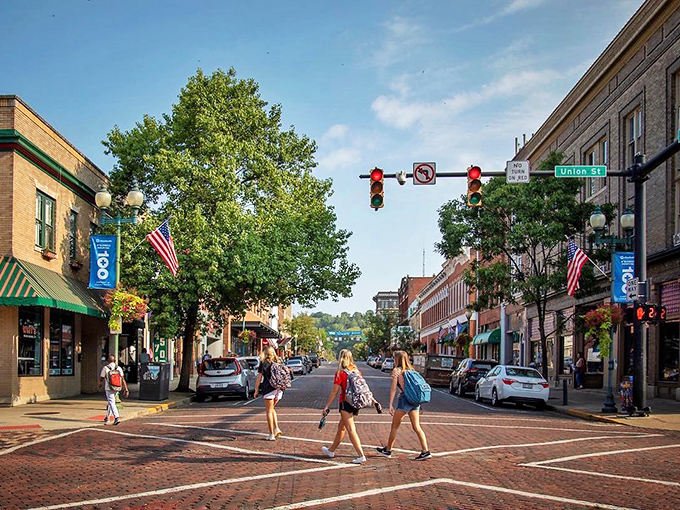 Court Street comes alive as pedestrians cross the brick-paved heart of Athens, where historic buildings house culinary treasures waiting to be discovered.