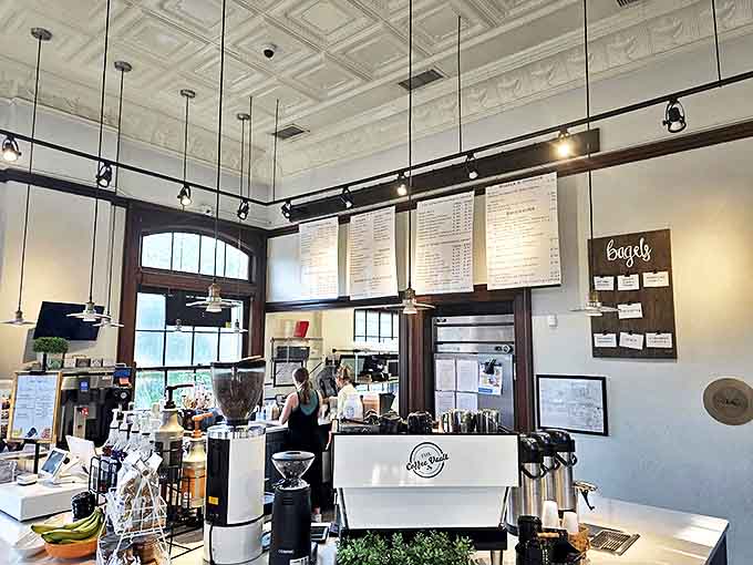 Behind this counter, skilled baristas transform beans and milk into liquid happiness, one cup at a time.