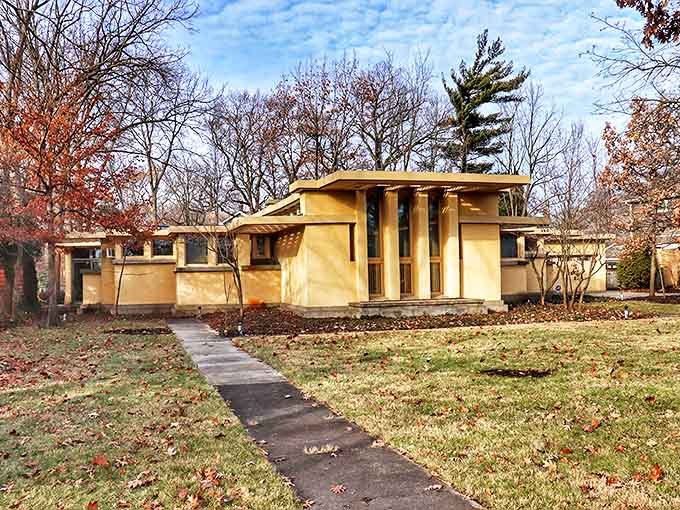 The Avery Coonley Playhouse represents Frank Lloyd Wright's Prairie School genius, with clean lines and distinctive geometric elements.