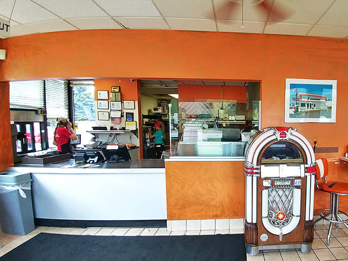 The beating heart of the operation &ndash; where orders are called, shakes are mixed, and the staff orchestrates the daily symphony of sizzle.