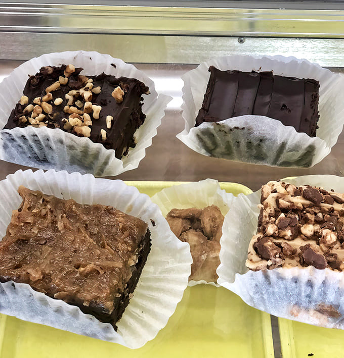 Brownies: Chocolate intensity in convenient square form. These aren't your lunchbox brownies&mdash;they're what brownies dream of becoming.