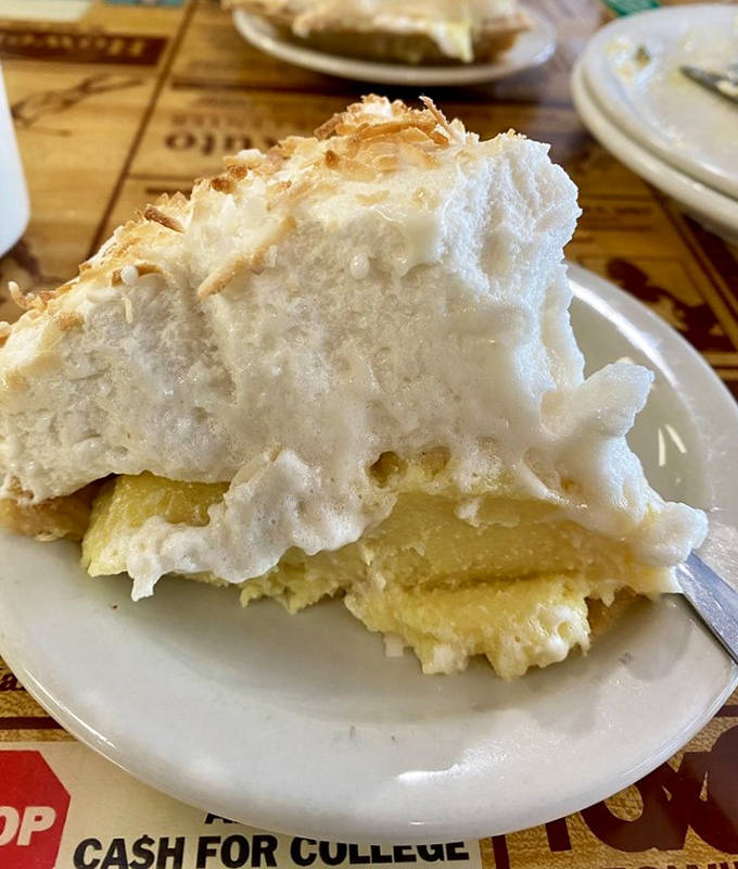Coconut cream pie that defies gravity &ndash; towering meringue crowning a velvety filling that's the perfect sweet finale to any Hyde's meal.