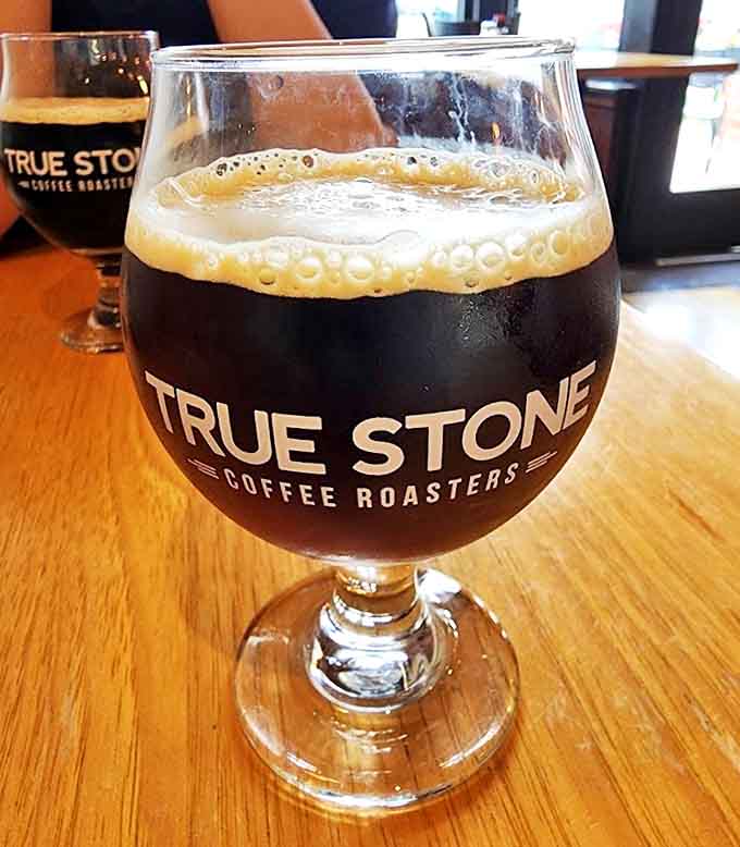 True Stone Coffee's rich stout brings coffee and beer together in a glass, creating a breakfast beverage that's worth getting out of bed for.
