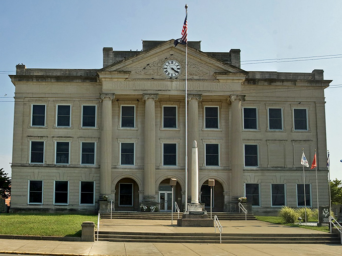 The County Courthouse commands respect with its classical columns and symmetrical design &ndash; justice with a side of architectural splendor.