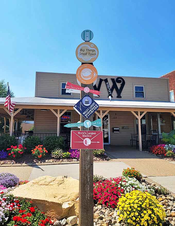 Casey's collection of world records is proudly displayed, proving this town takes its commitment to gigantic objects very seriously indeed.