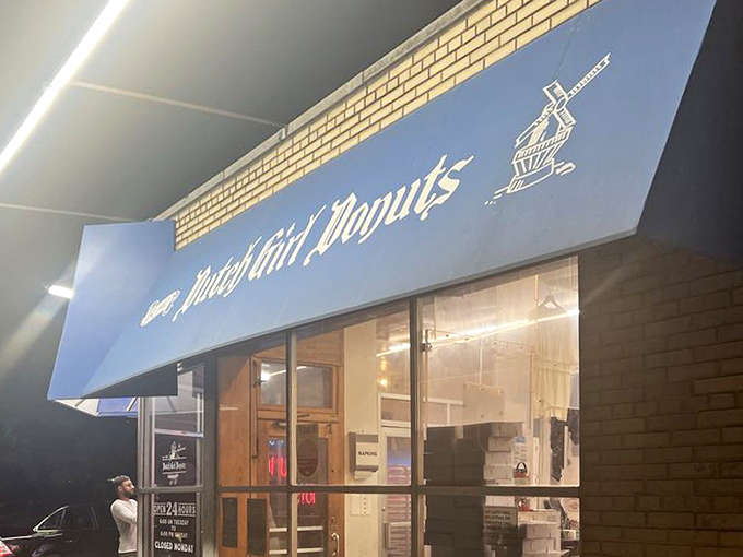 Night or day, the illuminated storefront welcomes donut lovers around the clock &ndash; a sweet beacon in Detroit's landscape.