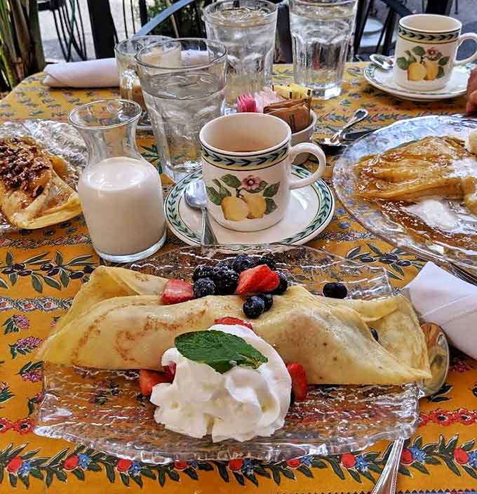 A table that tells stories of French countryside kitchens, where recipes passed through generations now find their way to your waiting fork.