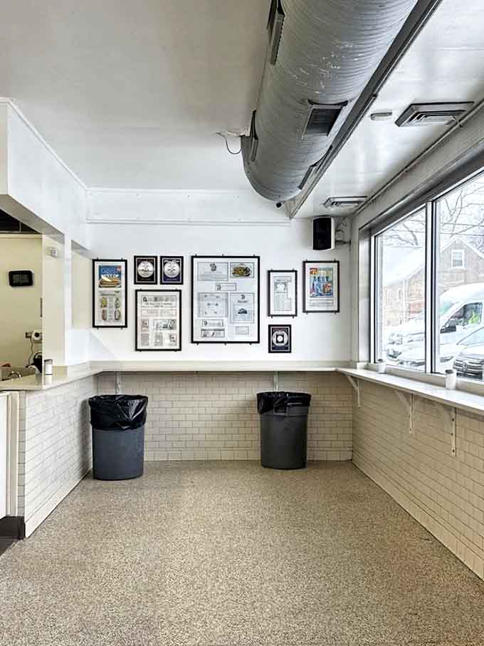 The dining area is minimal because when food is this good, you don't need fancy chairs to enjoy it properly.