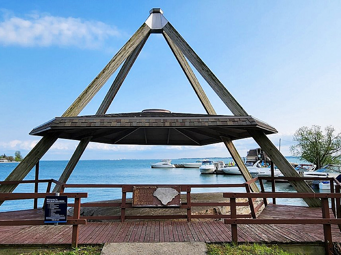This wooden structure protects Inscription Rock, where ancient petroglyphs tell stories of the island's earliest human inhabitants.