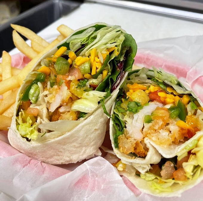 Fresh wraps packed with vibrant ingredients offer a lighter option without sacrificing the Suisse Haus commitment to flavor.