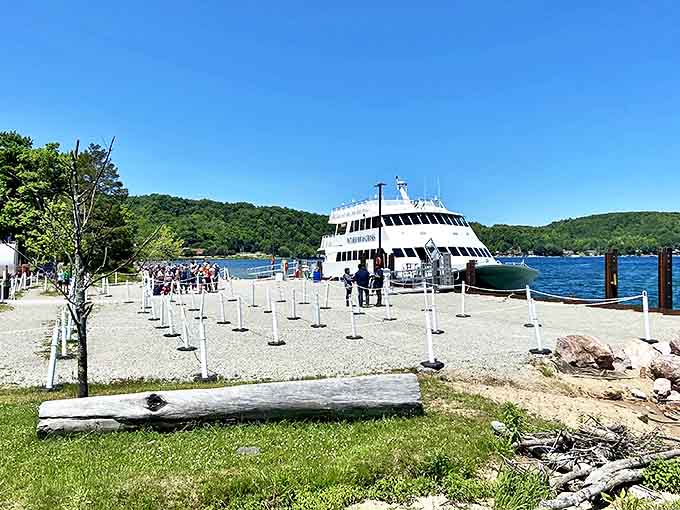 Passengers queue for their chance to cruise alongside towering cliffs &ndash; the anticipation almost as delicious as the views that await.