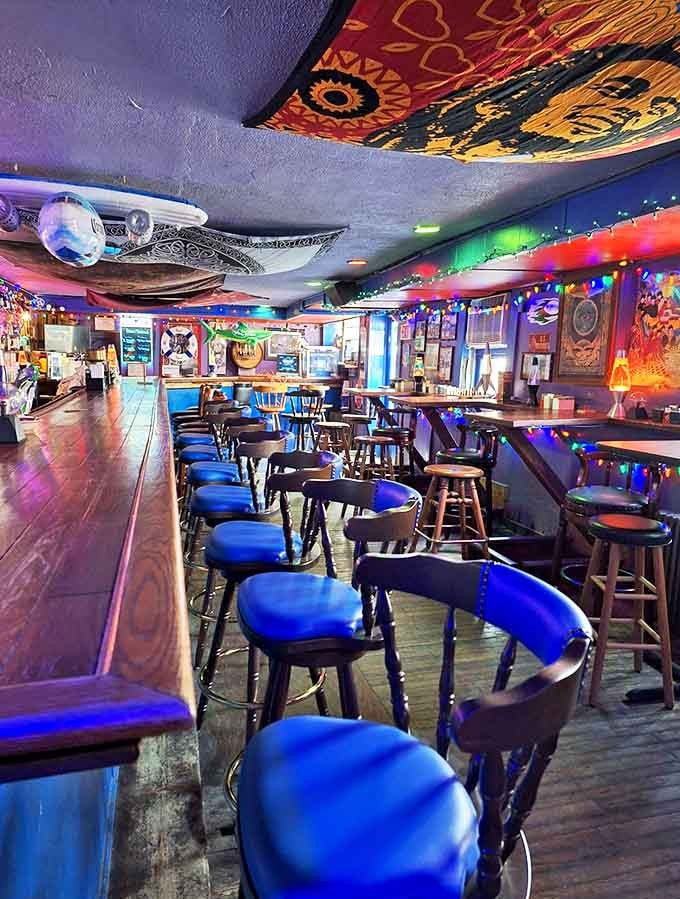 The main room pulses with color and energy, a living tribute to the Summer of Love.