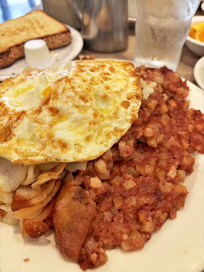Crispy-edged hash with a perfectly cooked egg on top &ndash; the breakfast equivalent of hitting the jackpot before noon.