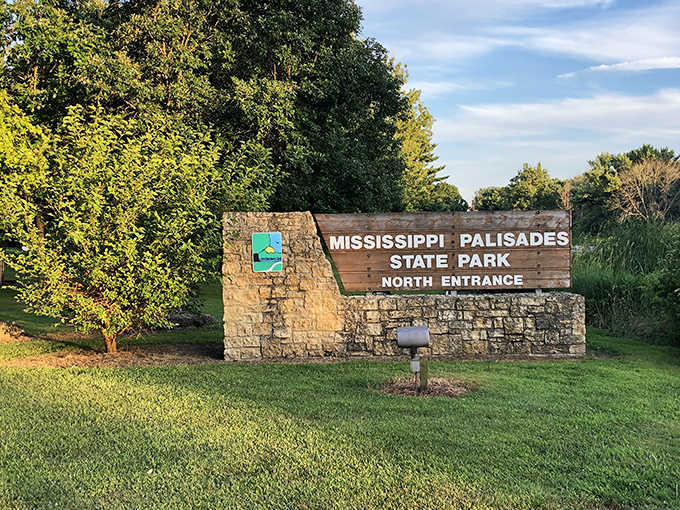 The welcoming entrance sign promises adventures beyond, standing sentinel at the gateway to 2,500 acres of natural wonders.
