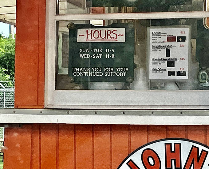 The hours sign &ndash; memorize them, cherish them, plan your week around them. Wisconsin wisdom says never miss an opportunity for great root beer.