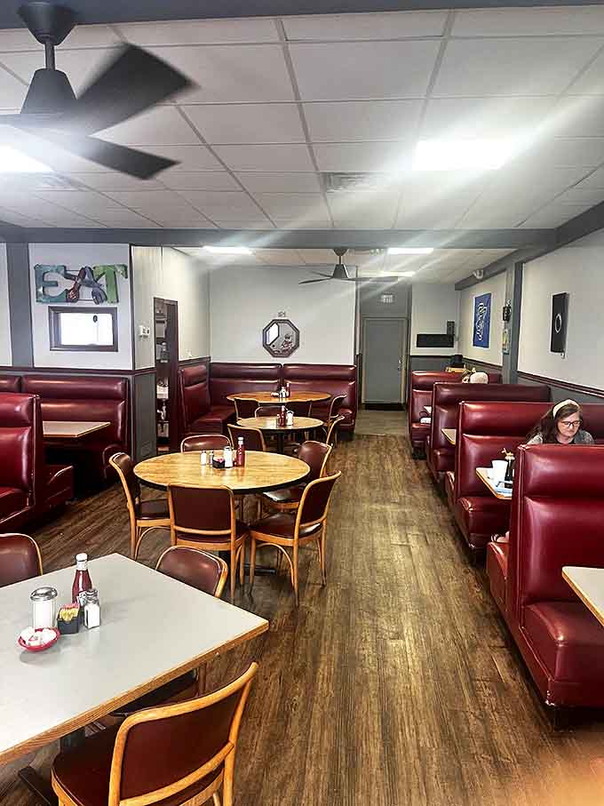 Classic diner aesthetics with modern cleanliness &ndash; the best of both worlds! Those red booths have witnessed countless conversations, confessions, and coffee refills.