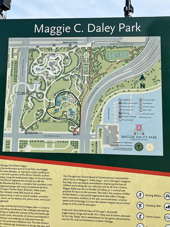The park map reveals the thoughtful design behind the fun, showcasing how much playground paradise they've packed into downtown Chicago.