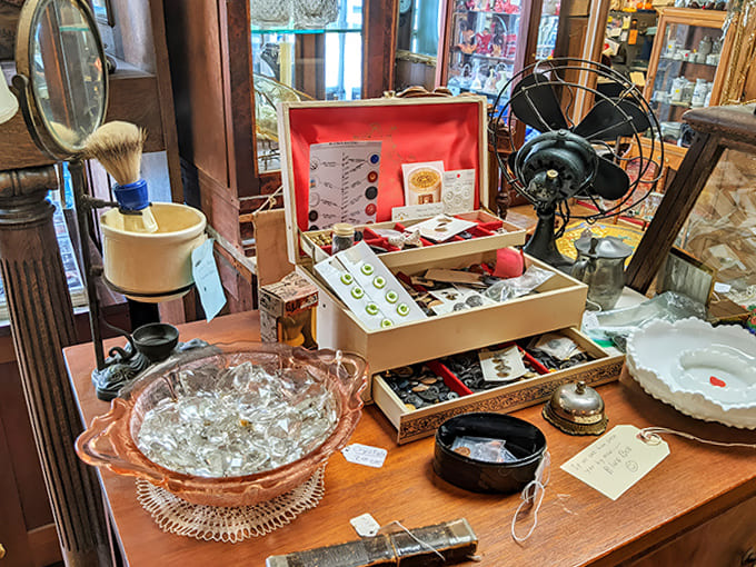 From vintage tools to collectible figurines, Mike's displays create unexpected juxtapositions that spark imagination and nostalgia in equal measure.