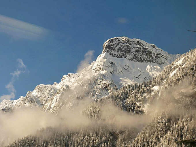 Snow-capped peaks stand sentinel in the distance, showcasing the dramatic terrain changes passengers experience on the complete route.