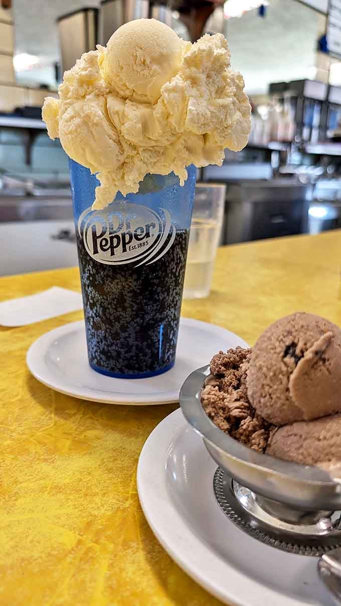 A proper soda float – where ice cream doesn't just melt, it transforms the drink into something greater than the sum of its parts.