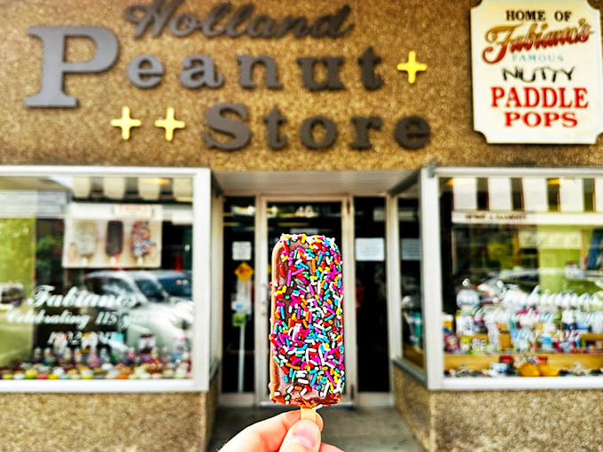 Rainbow sprinkles make everything better &ndash; especially when coating a hand-dipped ice cream bar from Holland's sweetest institution.
