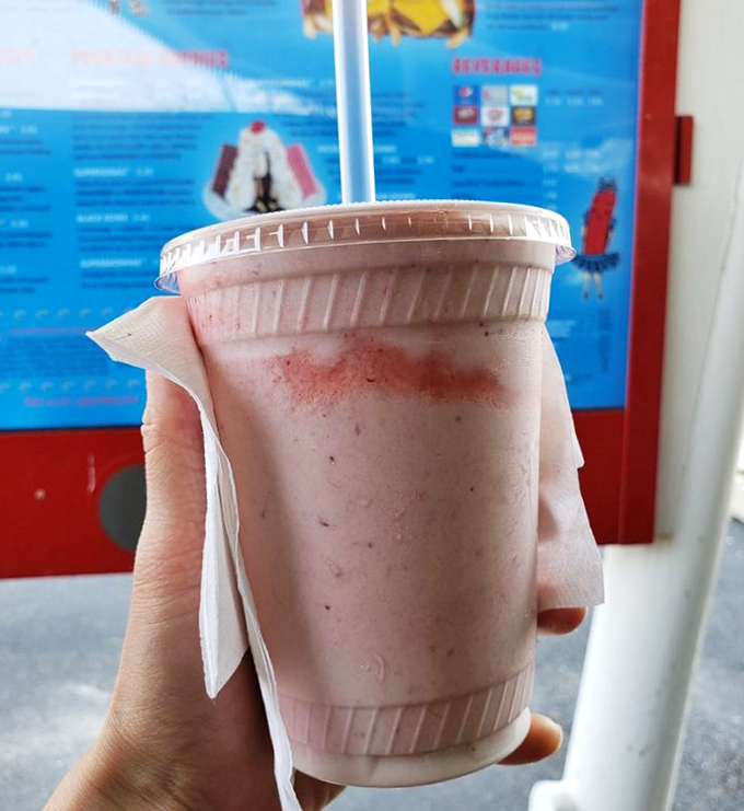 Pink perfection in a cup, thick enough to require serious straw strength and patience.