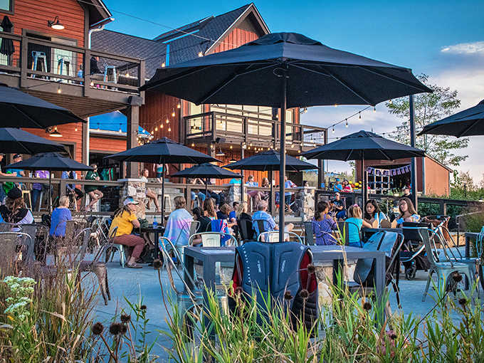 Evening diners gather under string lights like moths, except these moths are eating excellent food and having meaningful conversations.