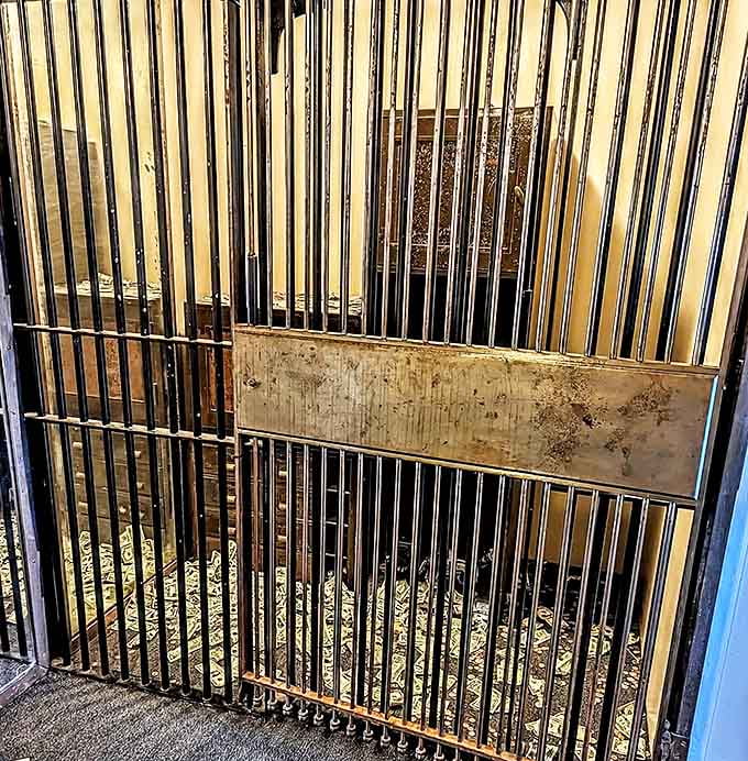 Original bank vault bars now guard nothing more valuable than happy memories, standing as conversation pieces between bites of delicious breakfast.