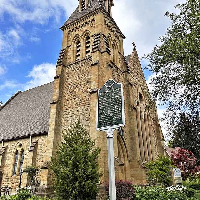 Trinity Church-Episcopal: This stone sanctuary reaches skyward with its impressive tower, a testament to faith expressed through architectural grandeur and meticulous craftsmanship.