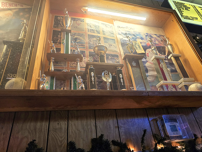 Decades of local sports achievements fill the trophy case, a testament to G&R's deep roots in the community it has served for generations.