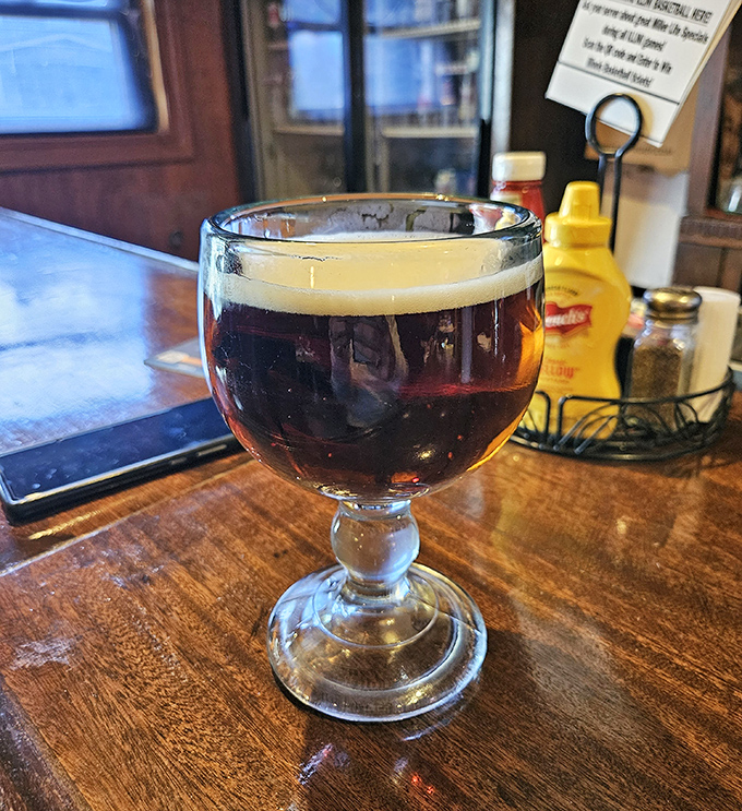 Nothing complements a massive tenderloin quite like a properly poured beer in a goblet that means business.