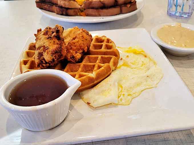 Chicken and waffles &ndash; the breakfast equivalent of a perfect marriage, where sweet meets savory and neither has to compromise.