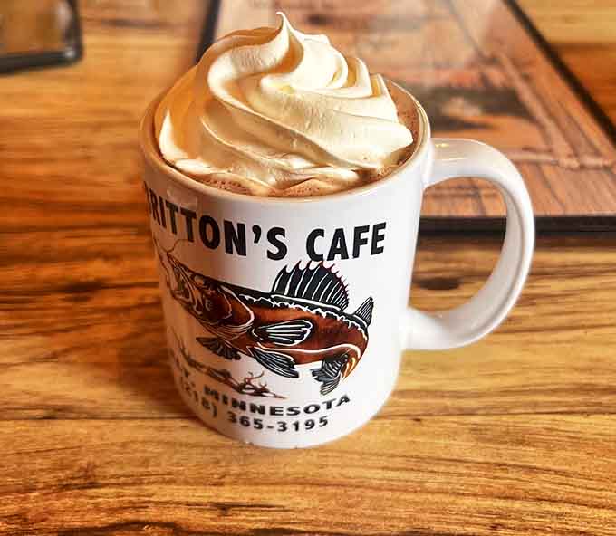 A steaming mug of hot chocolate topped with whipped cream &ndash; the perfect companion for a chilly Minnesota morning.