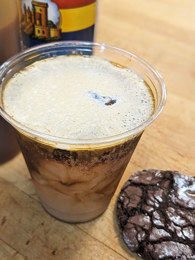 A perfectly pulled espresso pairs with a chocolate treat, creating that magical coffee-and-sweet combination we all crave.