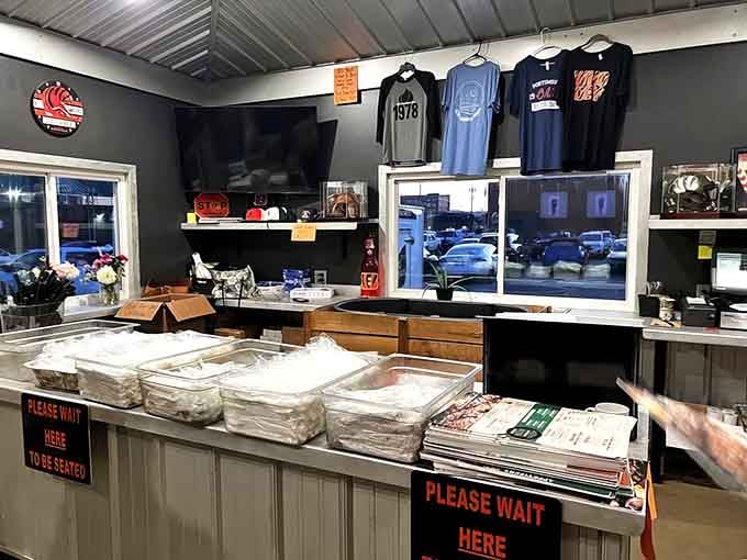 The counter area serves as mission control for all the meaty magic, where orders are placed and dreams of carnivorous glory begin their journey.