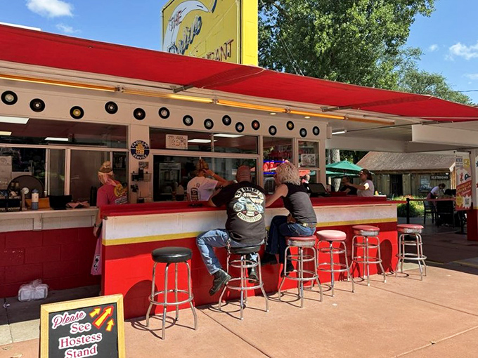Counter seating at a classic drive-in is the original social network: actual humans, actual conversations, and actual food instead of pictures of food.