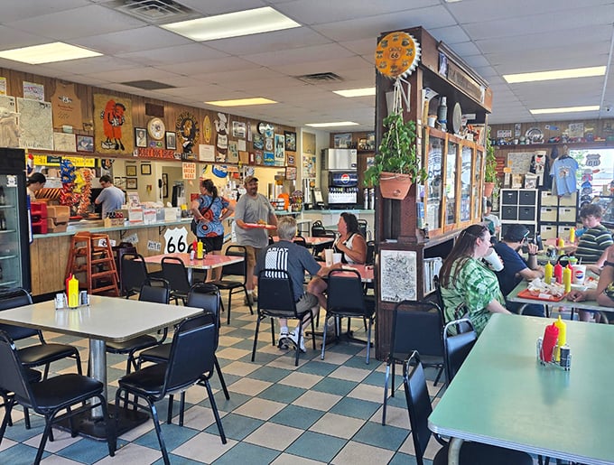 The bustling dining room brings together locals and travelers from around the world, all united by their quest for the perfect corn dog.