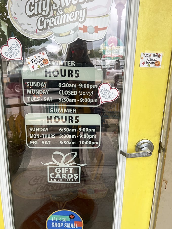 The shop's entrance hours reveal a dedication to the craft that deserves respect &ndash; because someone is making donuts while the rest of us are still dreaming.