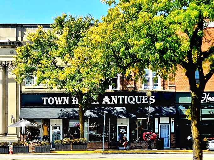 From across the street, Town Hall Antiques beckons with historic charm, its brick fa&ccedil;ade housing generations of American memories inside.