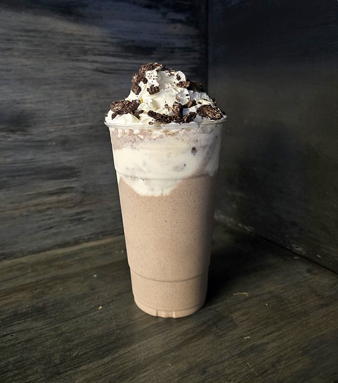 Cookies and cream shake perfection &ndash; where ice cream dreams come true in portable form.