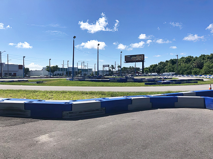 The expansive track layout features professional-grade design elements that challenge drivers of all skill levels.