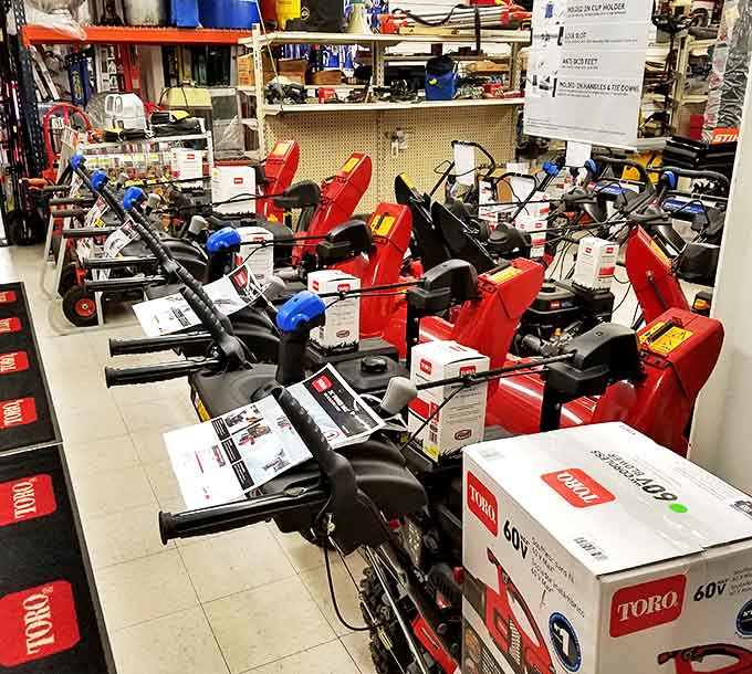 Need a snowblower with your sandwich? The store section stocks everything from power tools to fishing gear. One-stop shopping at its finest!
