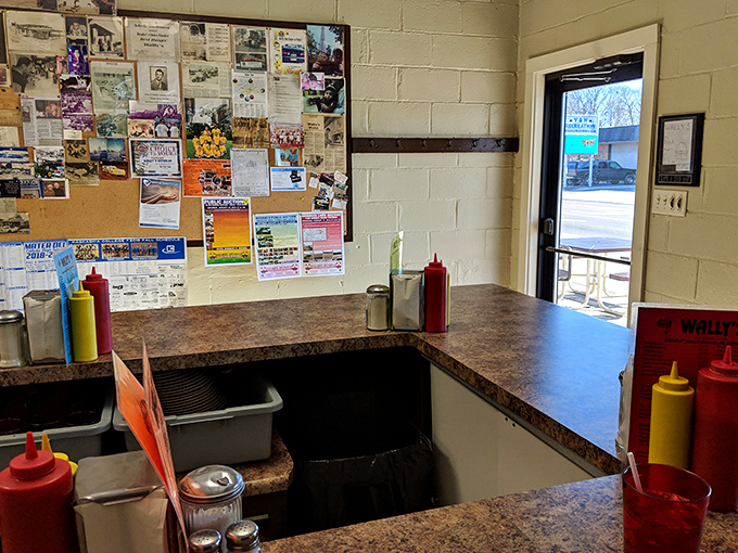 The condiment station &ndash; where ketchup, mustard and mayo wait patiently to complete your burger masterpiece.