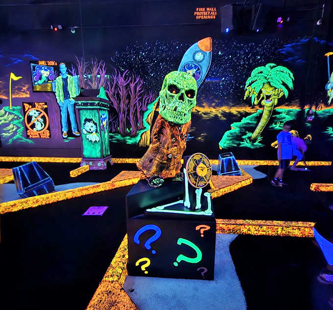 The neon wonderland continues beyond the course. Every corner reveals new glowing surprises for eagle-eyed explorers.