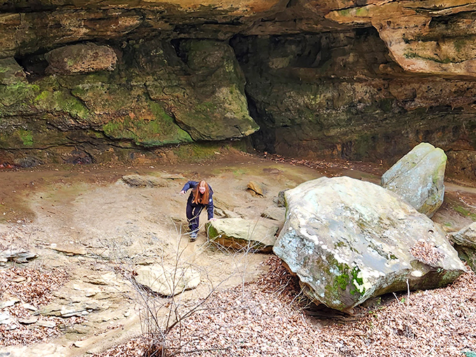Massive boulders stand sentinel at Hosak's Cave, silent witnesses to centuries of visitors who've stood exactly where you are, equally awestruck.