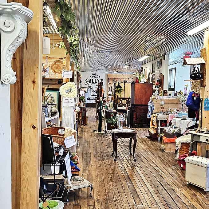 Where rustic meets refined &ndash; wooden beams frame displays that tell stories of American craftsmanship across generations.