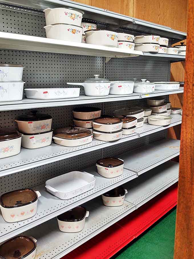 This collection of pristine Corningware brings back memories of grandma's kitchen, where these durable dishes served everything from pot roasts to holiday casseroles.