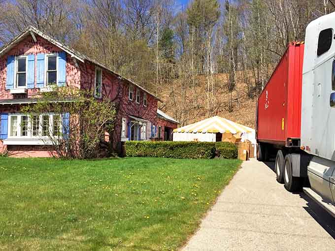 Spring delivery day brings fresh treasures from across the Atlantic—that truck contains someone's future heirlooms, just waiting to be discovered.