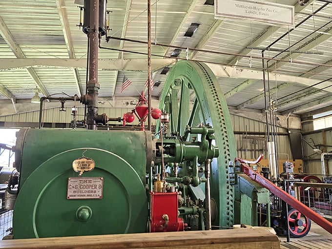 This stationary steam engine showcases the industrial muscle that powered America's growth, back when "horsepower" was an actual measurement that meant something you could see and hear.
