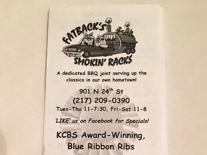 The business card that should be in every Illinois resident's wallet, because life's too short to eat mediocre barbecue when this exists.